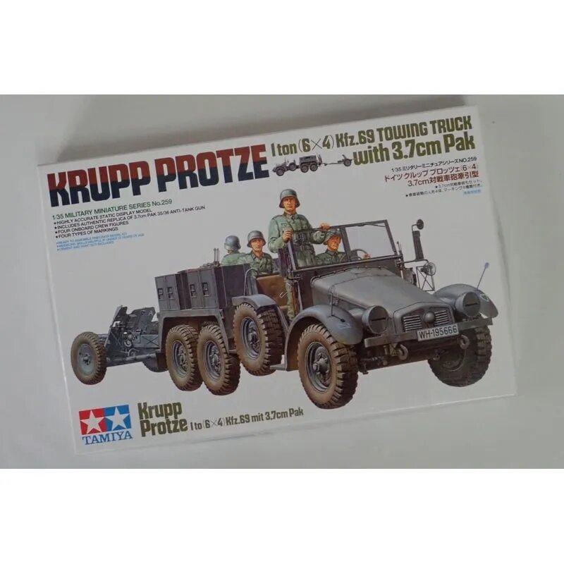 Сборная модель Tamiya 1/35 немецкий грузовик Krupp Protze с противотанковой пушкой 3,7 см и 4 фигурками 35259