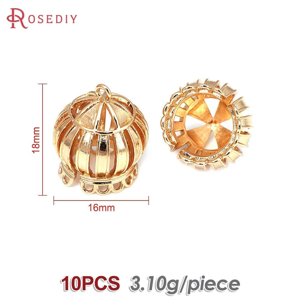 Подвески с кисточками и соединители для сережек из латуни Rosediy 46095-18K Gold Color