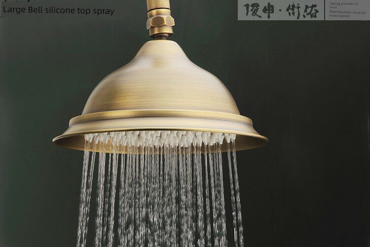 Силиконовая колокольная форма европейский винтаж потолочная душевая головка с медными акцентами для ванной комнаты