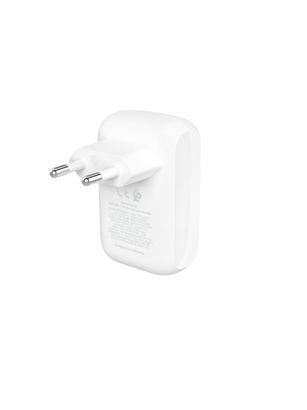 Сетевое зарядное устройство Belkin BoostCharge Dual PD 42W USB-C-USB-A Wall Charger EU. Цвет: белый