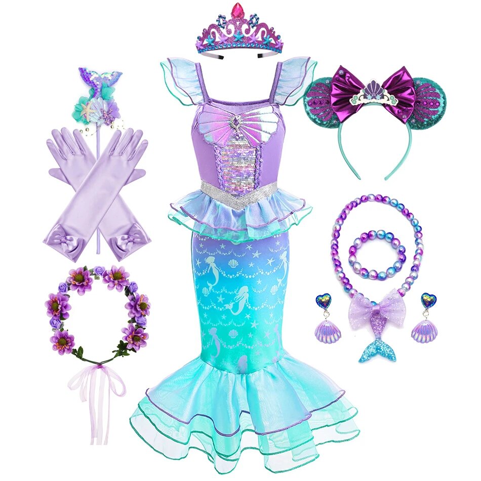 Детский костюм русалки Ариэль, 3T (Tag 110), цвет Mermaid Dress H