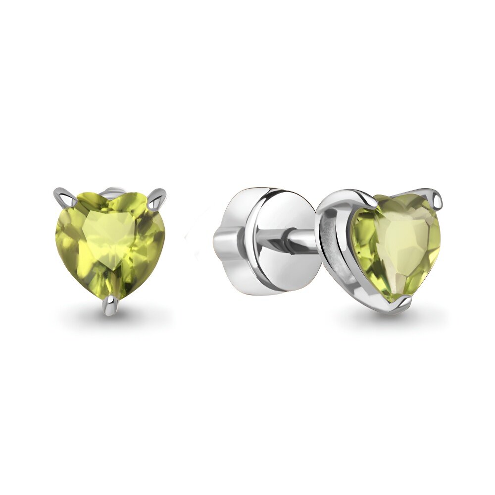 Серьги, серебро, 925 проба, хризолит