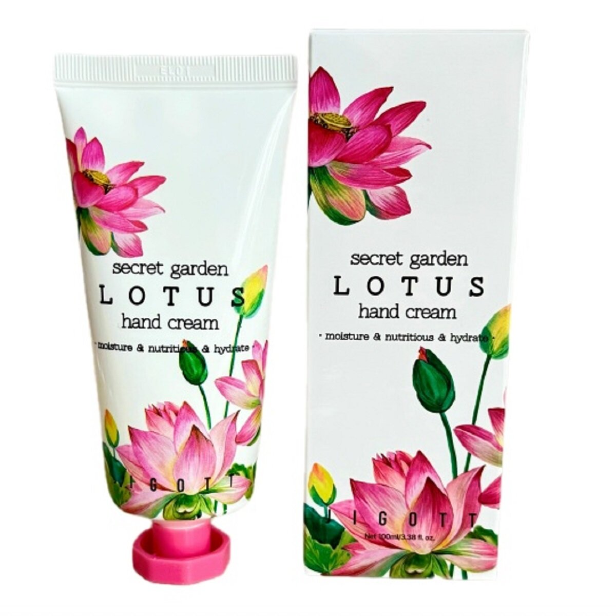 Jigott Питательный крем для рук с экстрактом лотоса (100мл) Secret Garden Lotus Hand Cream
