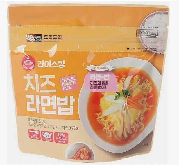 Doori Doori Корейский Рамен Боб (Рис и Лапша) со вкусом сыра,105 г. Cheese ramen rice