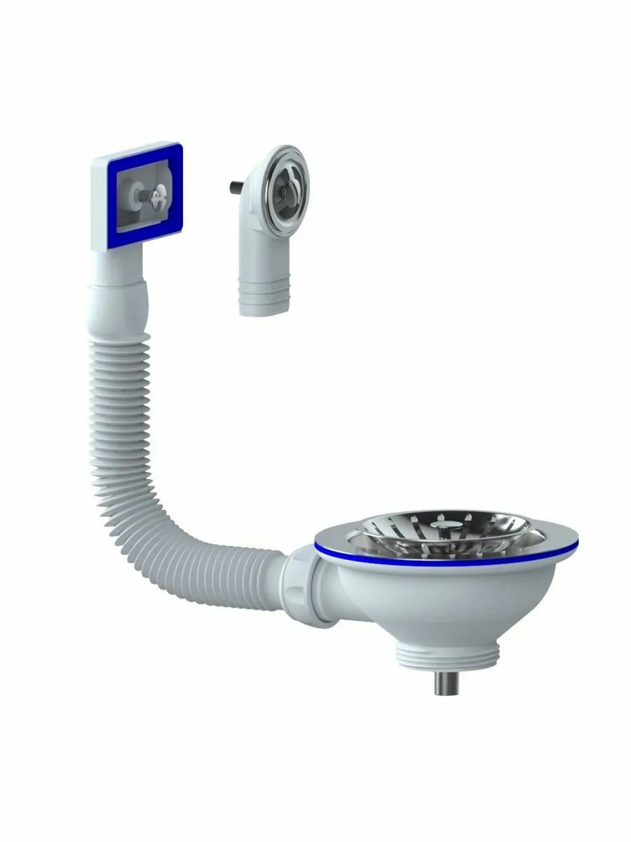 Выпуск для мойки 3 1/2"на 40 с прямоугольным и круглым переливом E157