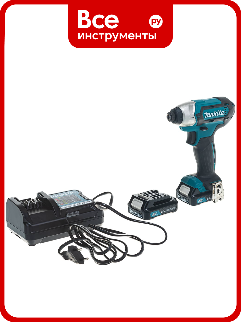 Профессиональный аккумуляторный шуруповерт Makita TD110DWAE с подсветкой и ременным креплением