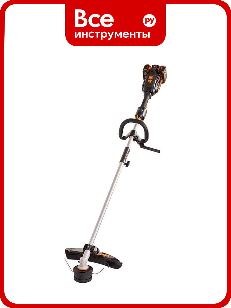 Триммер аккумуляторный WORX NITRO 40 В, бесщеточный, 4 Ачх2, ЗУ 2Ах2, коробка WG186E.1