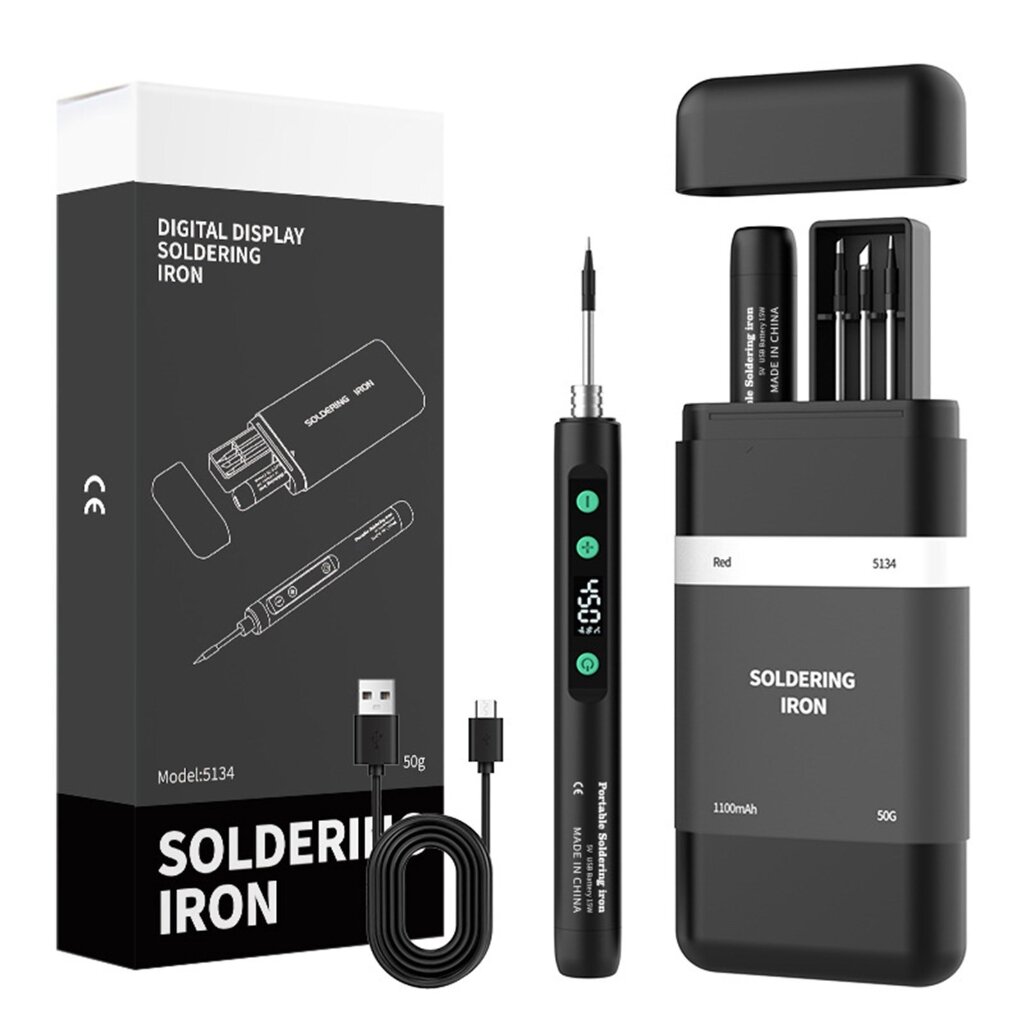 Паяльник с беспроводным цифровым дисплеем usb-черный