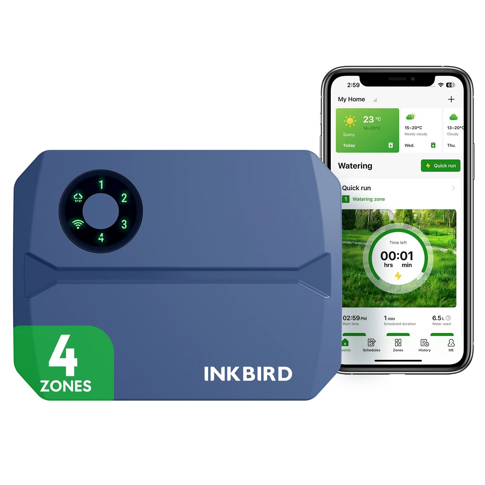 INKBIRD Контроллер полива WiFi 4 зоны, With OTA