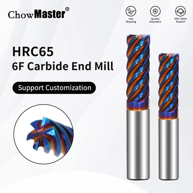 Chowmaster CM-HRC65-BLFL-6F твердосплавная концевая фреза 4.0x10x4x50x6F