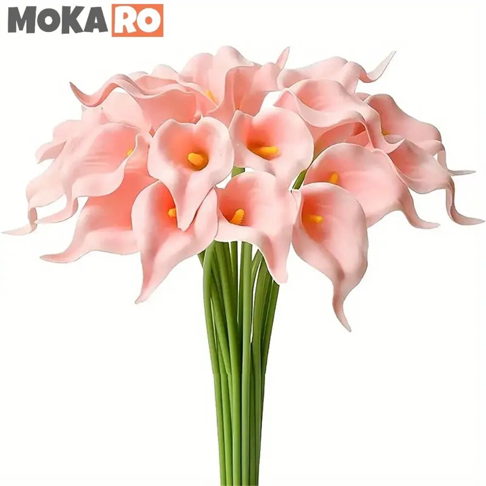MOKARO Искусственные цветы, 10 шт, светло-розовые, реалистичные каллы для декора