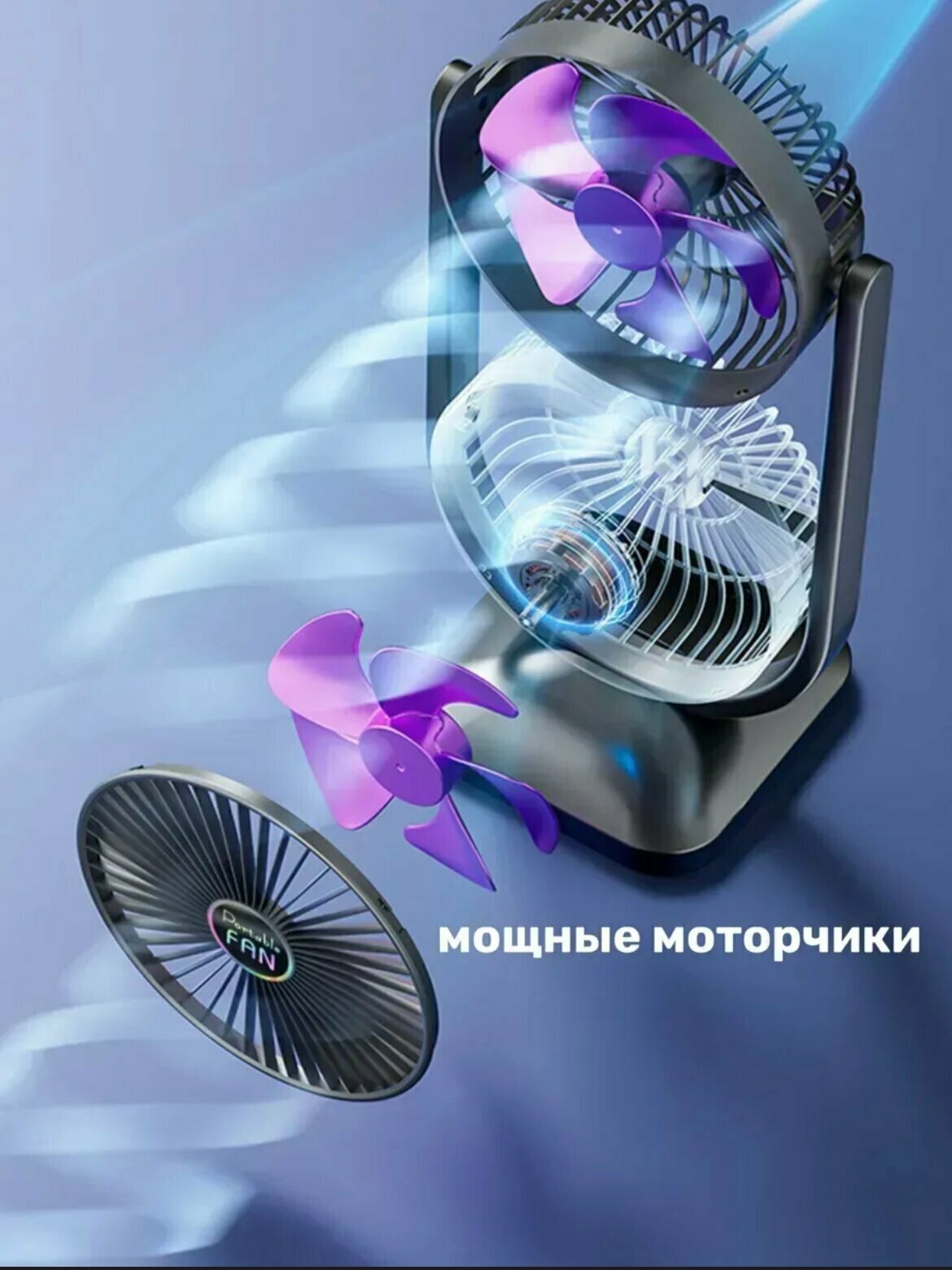 Настольный вентилятор двойной, USB вентилятор с вращением, мини кондиционер, портативный