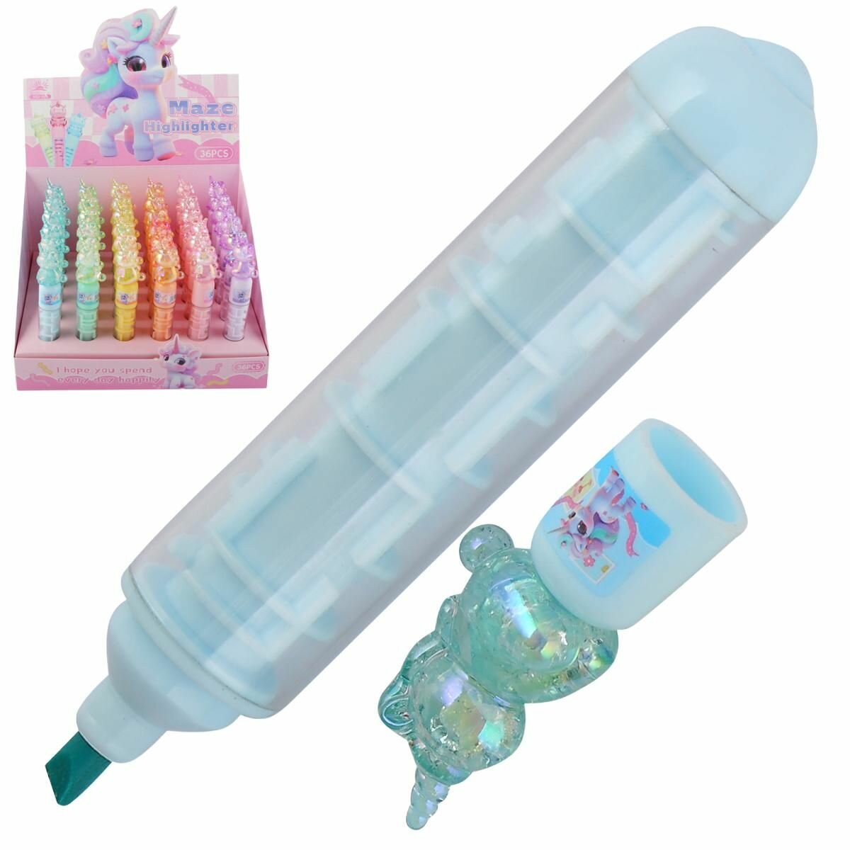 Текстовыделитель кокос ONE METER SUNSHINE "Unicorn" 252402, скошенный наконечник 1-4мм