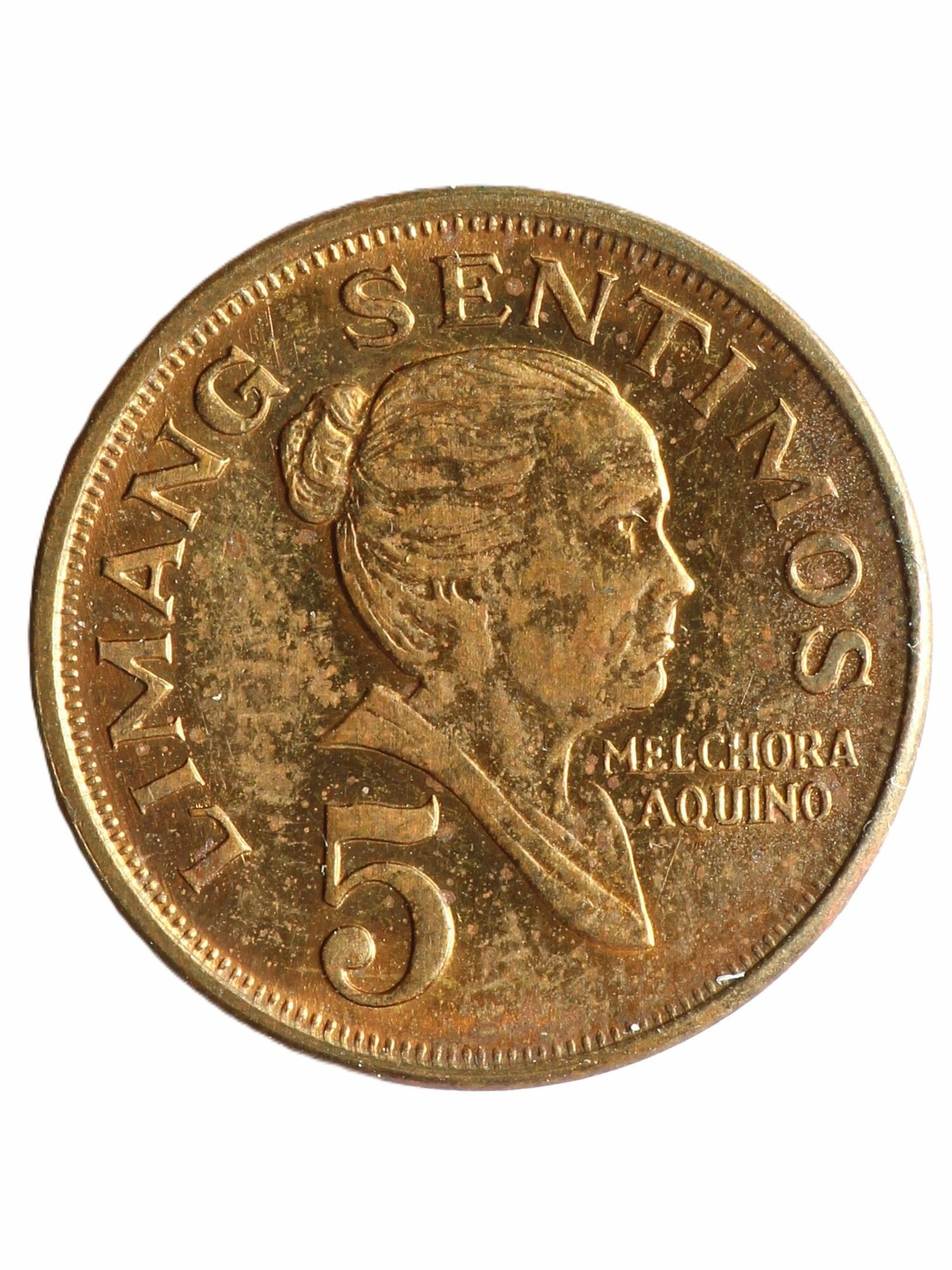 Подлинная монета 5 сентимо Филиппин 1970 года