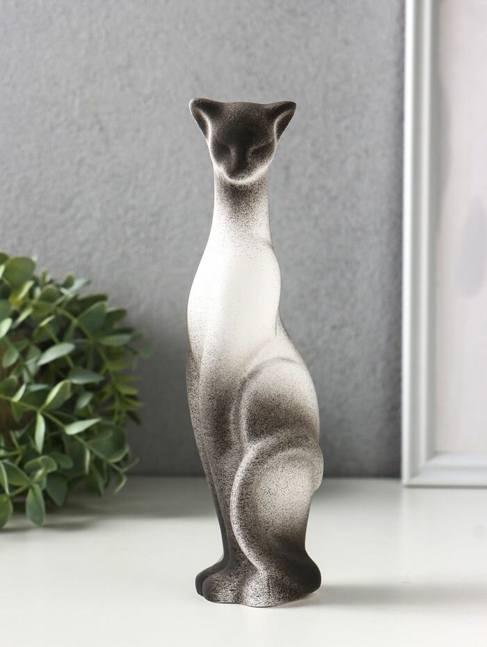 Фигура керамика Кошка Багира , 21 см, белый с чёрным