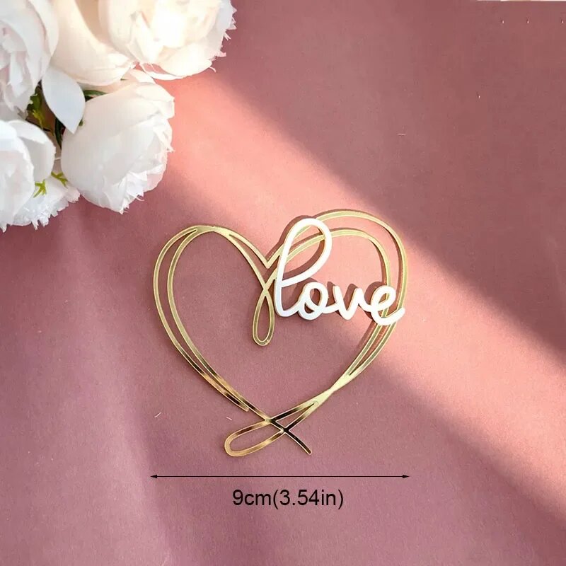 Топпер для торта "Love" золотой, 9см