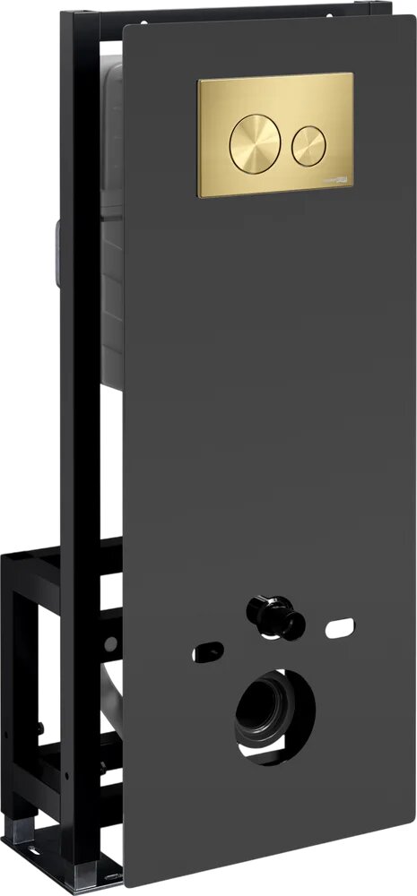 Инсталляция с кнопкой Wasserkraft Glan 66TLT.010. ME. BL. MG02 напольная, 50 см, с регулировкой по высоте, кнопка для унитаза золотая, матовая, с шумоизоляцией