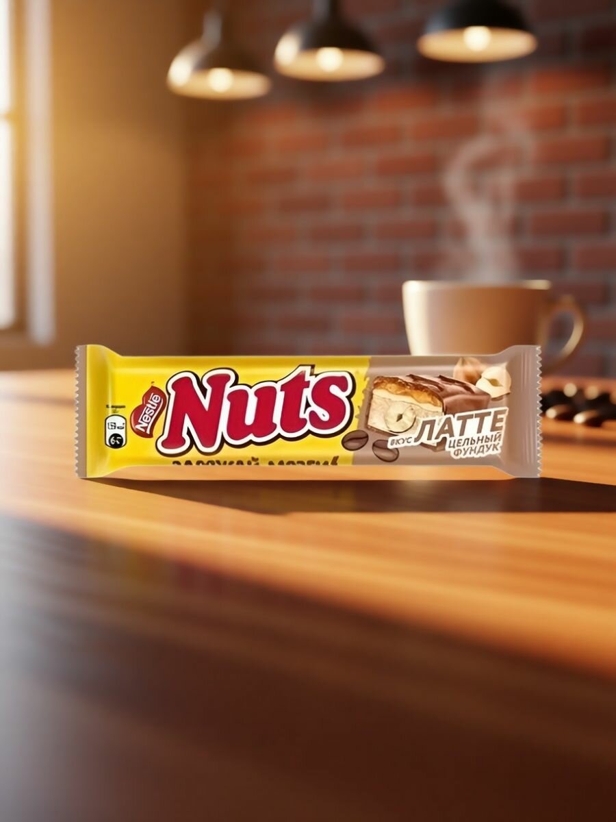 Шоколадный батончик Nuts Duo Латте и цельный фундук, 60г 12 штук