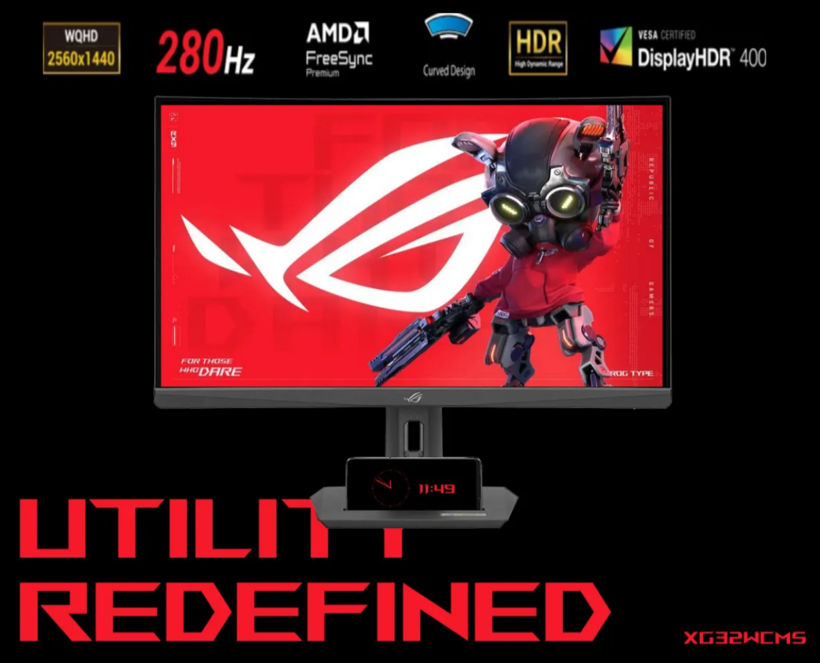 Asus ROG Strix XG32WCMS 31,5-дюймовый дисплей 2560x1440 280 Гц HDR400 1500R VA панельный игровой монитор с изогнутым экраном для геймеров