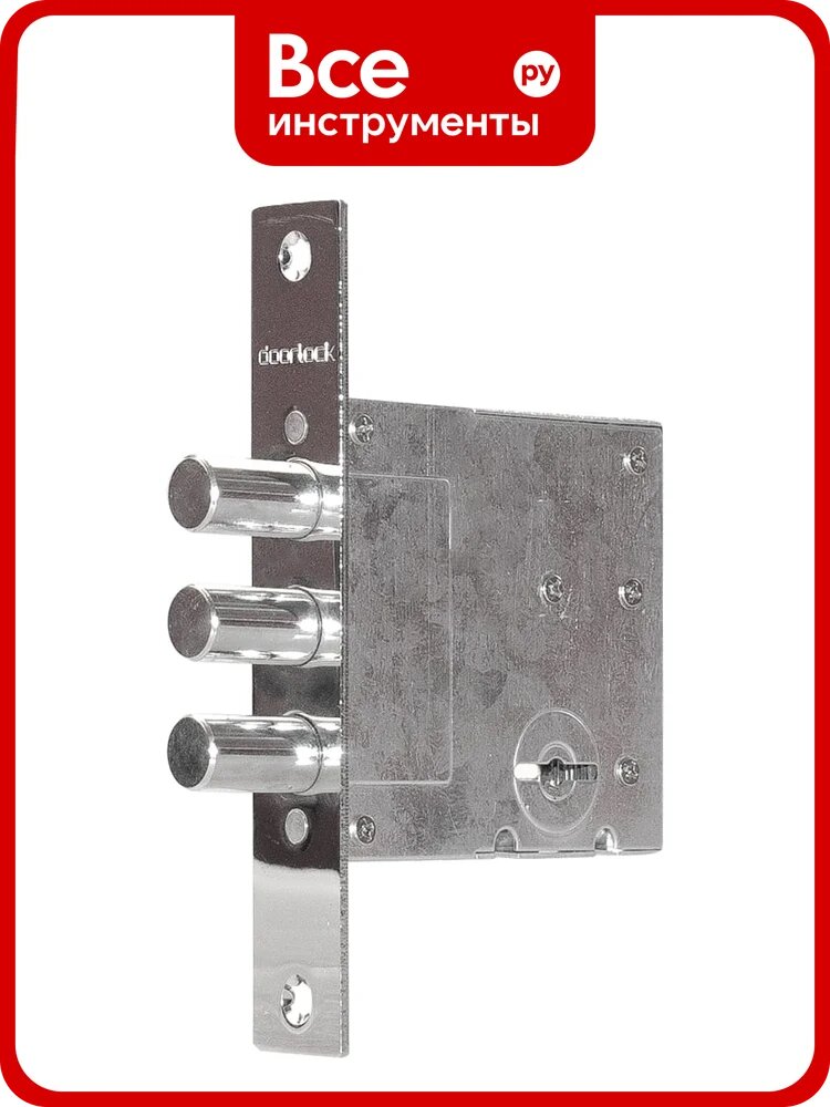 Корпус сувальдного замка Doorlock DL8257K/Z/60 мм, 5 ключей, уличный, морозоустойчивый, хромированная лицевая планка