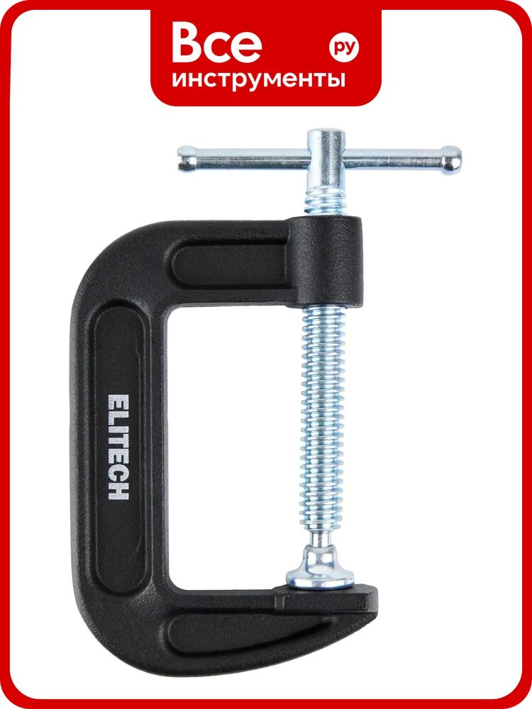 Струбцина Elitech 513103, G-образная, по дереву, металл, 600 кг