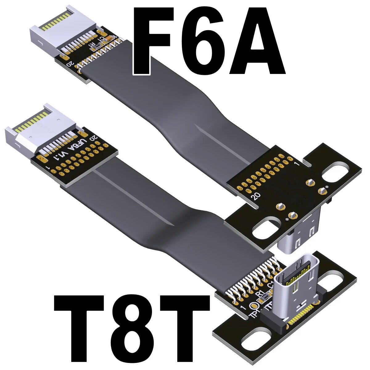 ADT-Link USB 3.2 Type-C to Type-E кабель для материнской платы 0.5m, T8T-F6A 20P
