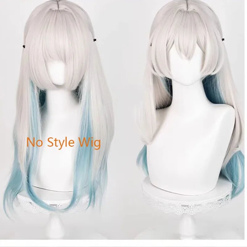 Парик Firefly для косплея, серебристо-серый с синим градиентом No Style Wig