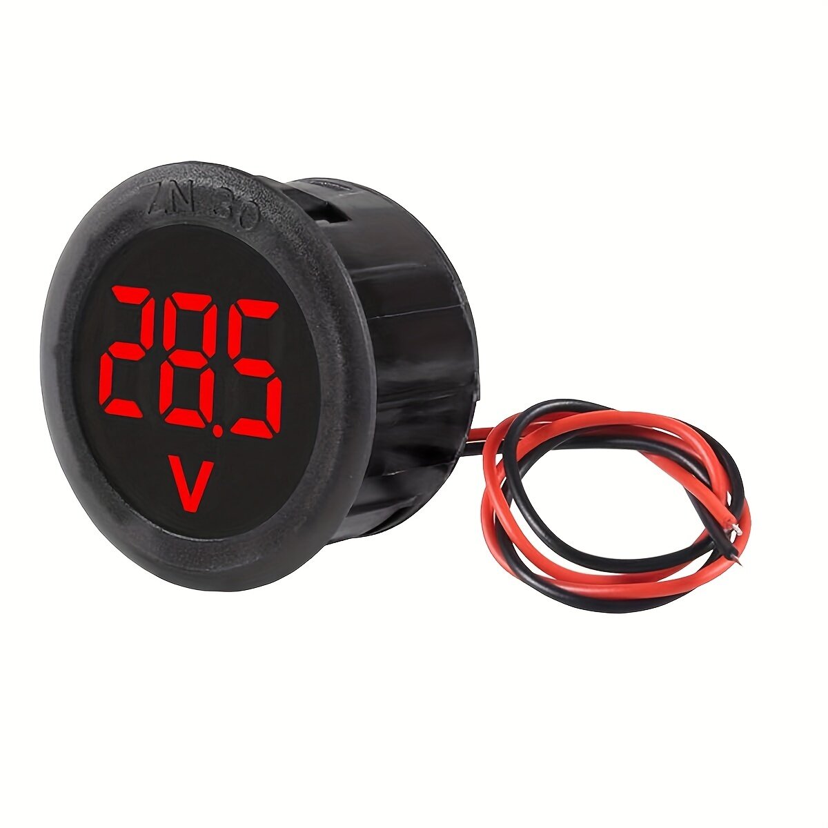 Вольтметр постоянного тока 4-100V LED цифровой круглый 2-проводной красный