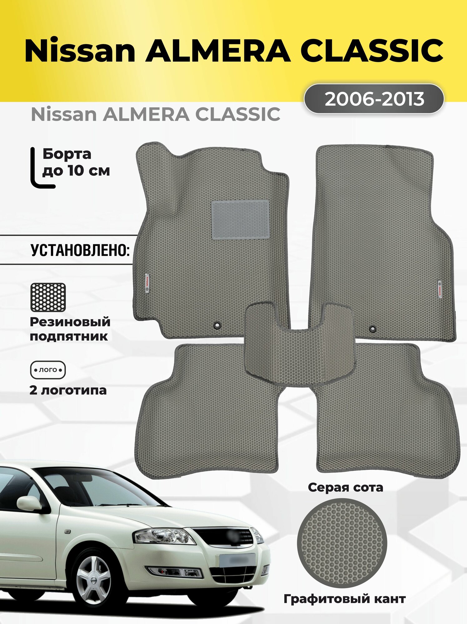 Автомобильные эва коврики Nissan Almera Classic, ева в машину с бортами