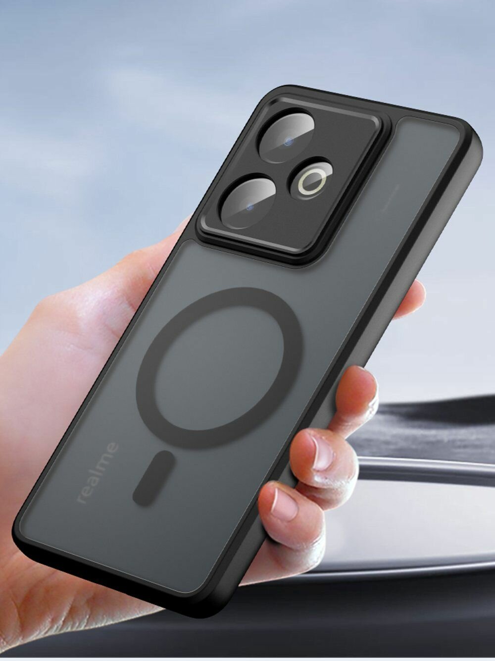 Магнитный чехол для Realme GT 7 / GT7, Полупрозрачный Матовый противоударный защитный чехол для Реалми ГТ GT 7
