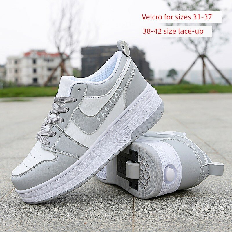 Heelys двойные колесные кроссовки для детей, бело-серые, размер 35