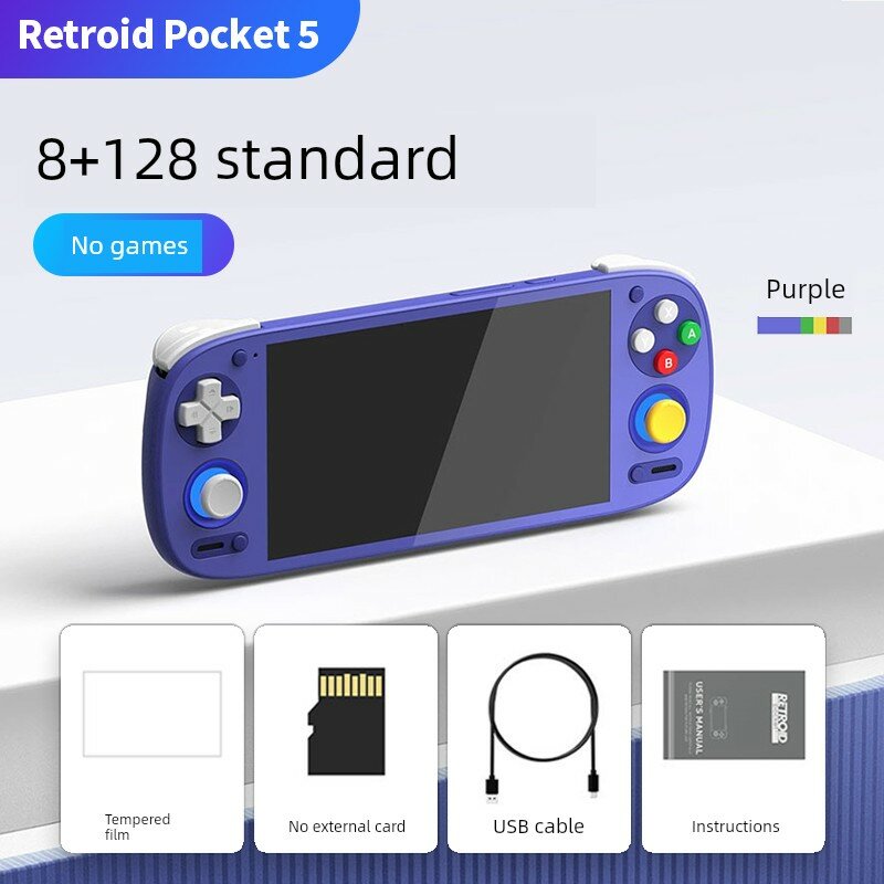 Retroid Pocket 5 портативная игровая приставка фиолетовая 8 ГБ ОЗУ 128 ГБ встроенная память стандартный комплект с