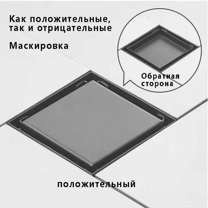 Душевой трап регулируемый вертикальный с нержавеющей решеткой с сухим гидрозатвором Скрытый сток в полу
