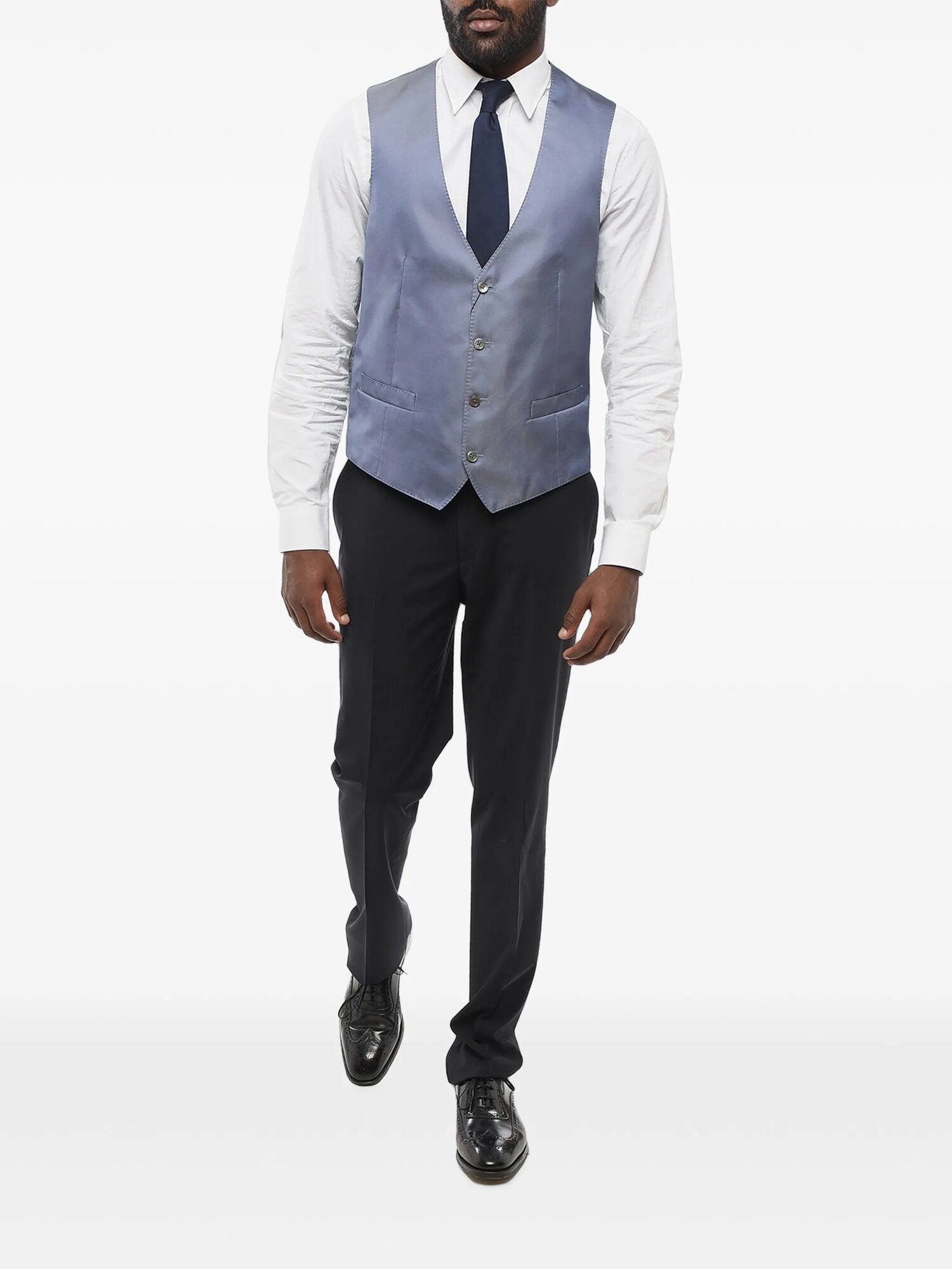 Жилет Corneliani Button-down silk waistcoat, размер 52, синий — фото 1