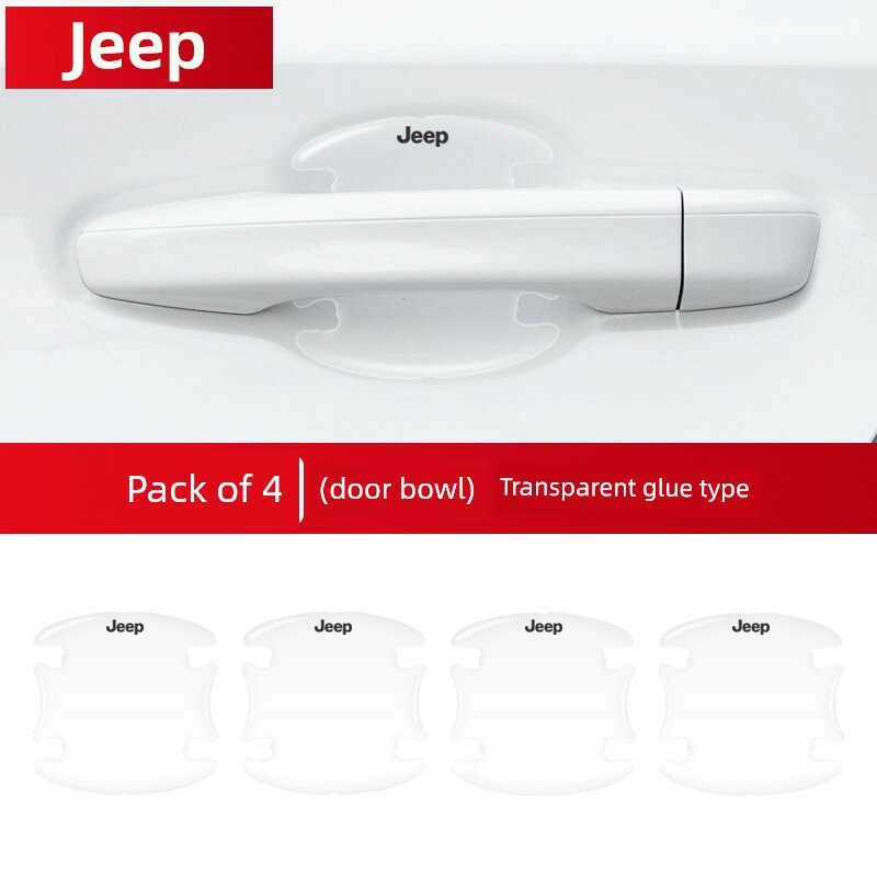 Прозрачный комплект защитной пленки для порога с черным логотипом Jeep для моделей Wrangler, Grand Cherokee, Compass,