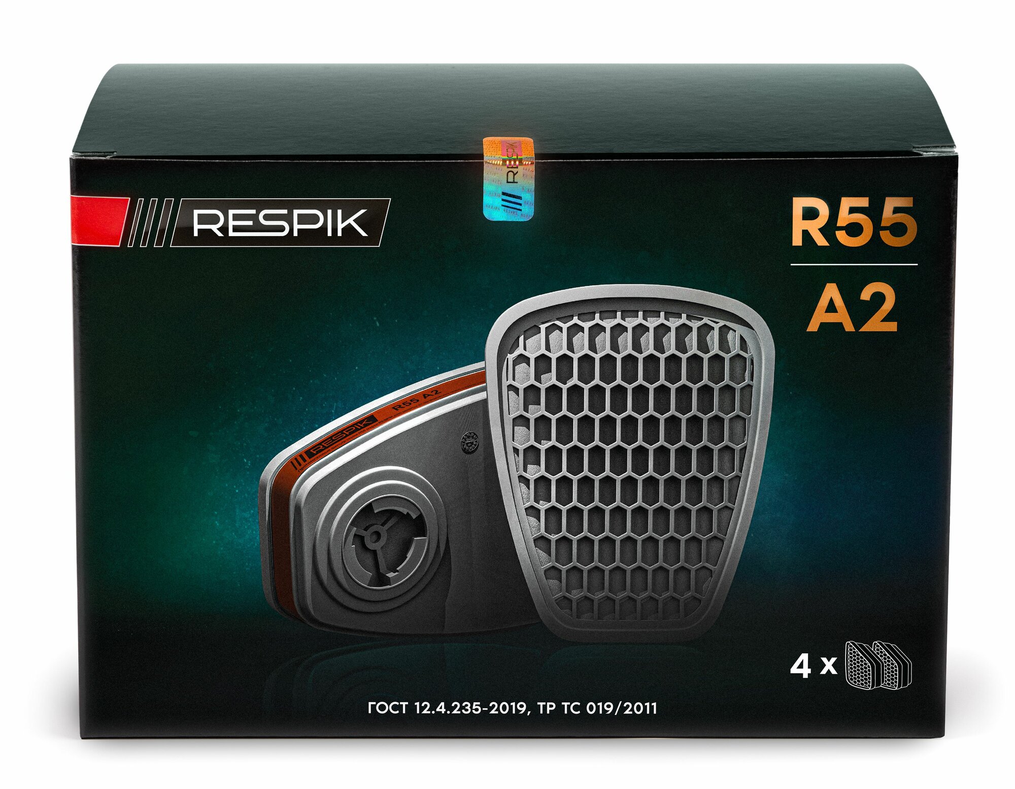 Фильтр для респиратора RESPIK R55 A2 ( 6055 ) для масок - полумасок / для покраски / 8 шт. ( 4 пары )