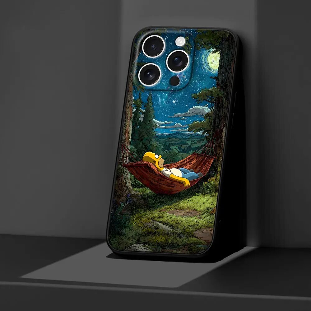 Чехол на iPhone 16 Pro Max Homer Simpson, черный, матовое ТПУ