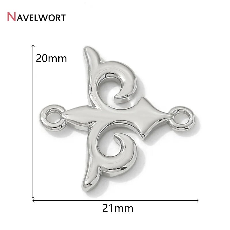 Белые коннекторы NAVELWORT, Rhodium plated, 20x21 мм