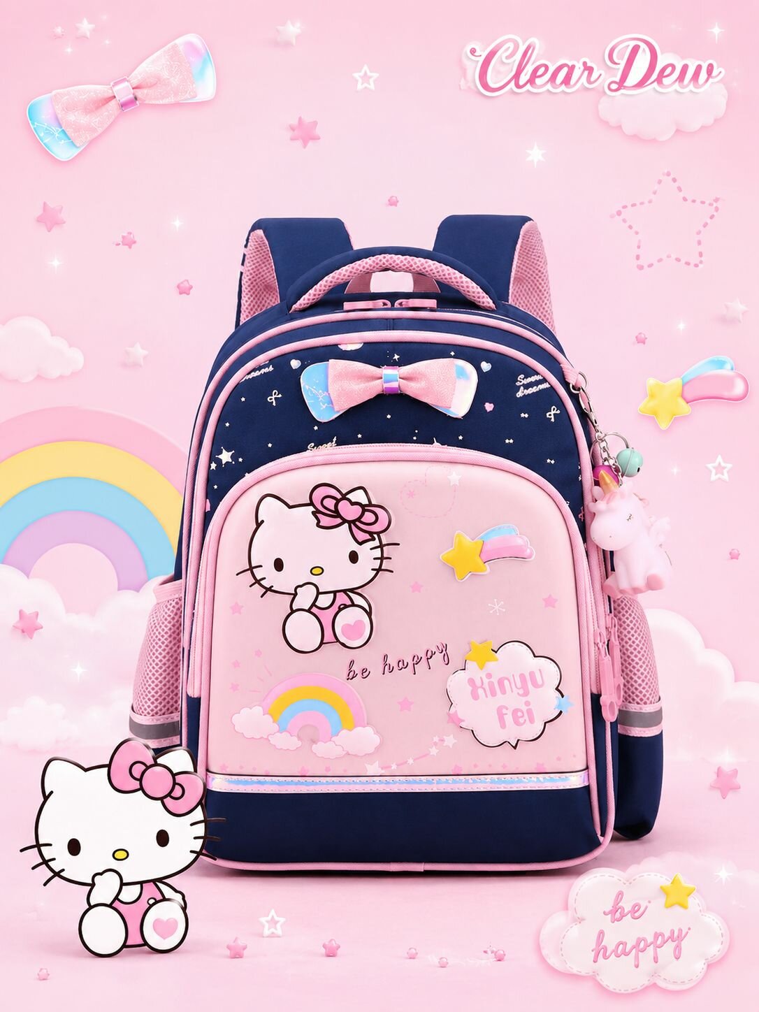 Школьный рюкзак Hello Kitty для девочек 5 8 лет (1 4 классы) легкий, ортопедический, со светоотражателями для начальной школы с ортопедической спинкой легкий ранец