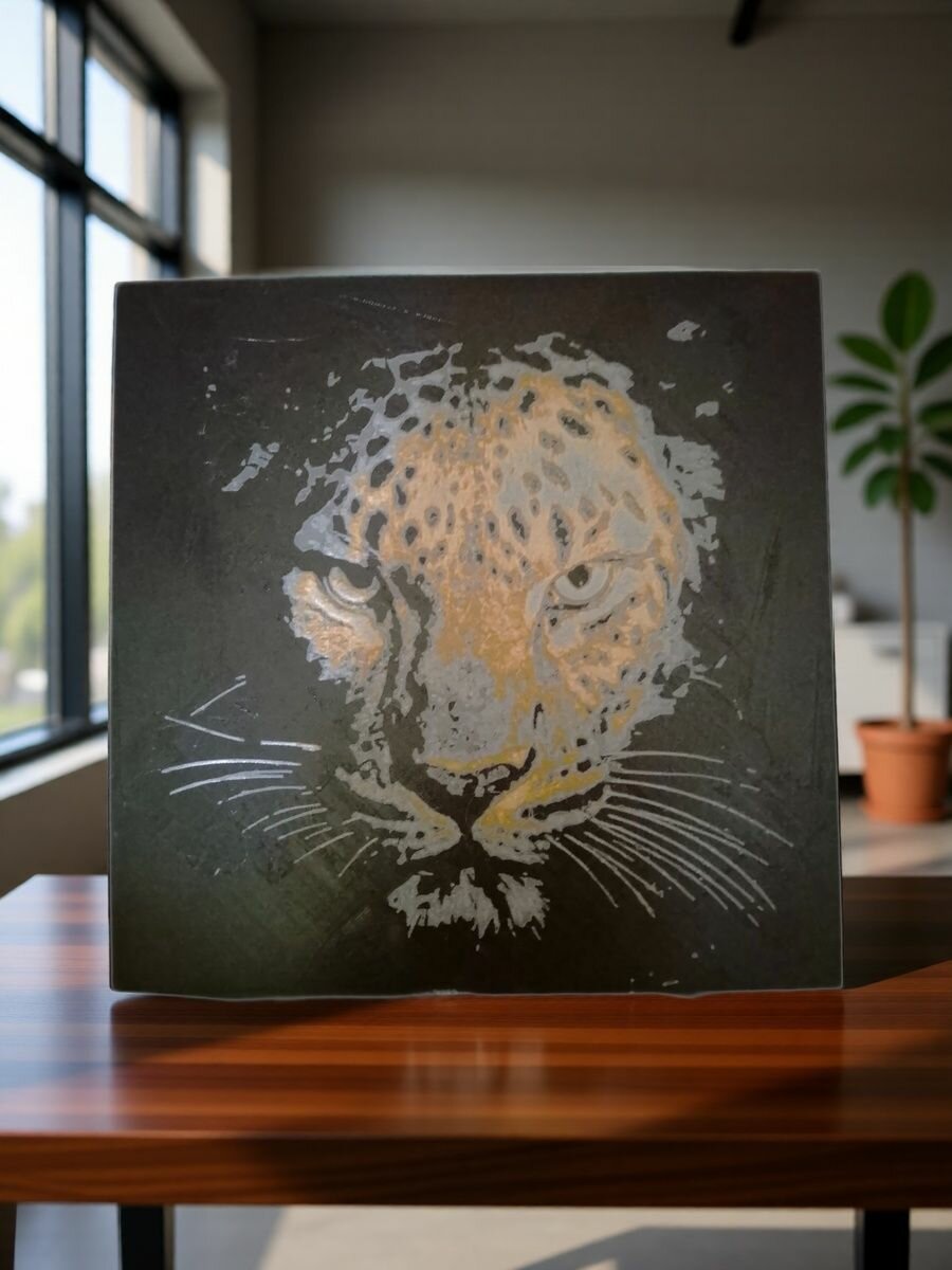 Картина "Ягуар", пластик PET-G, анималистическая, 18 см x 18 см