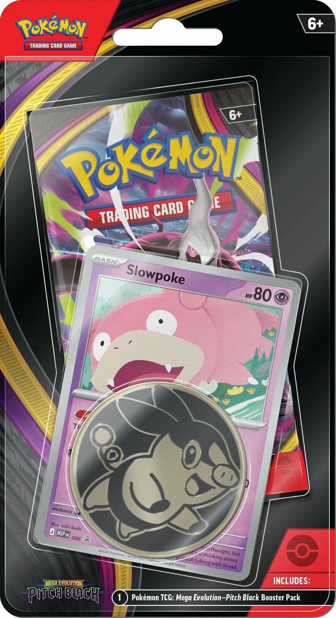 Блистер карточек Pokemon Pitch Black с одним бустером (Slowpoke)