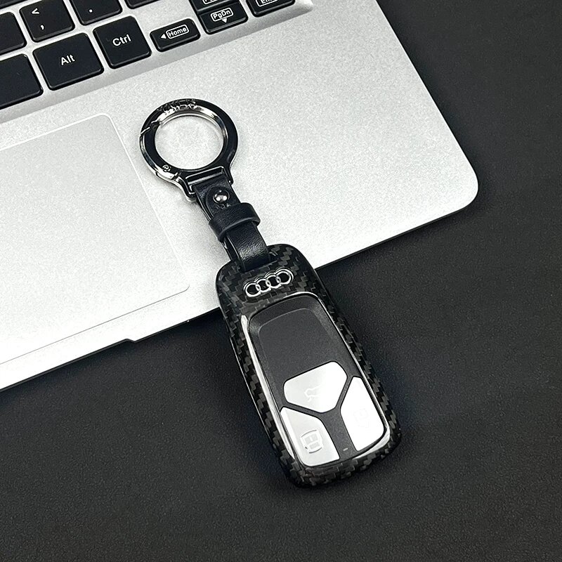 Карбоновая черная оболочка для ключа с кольцевым замком для моделей Audi
