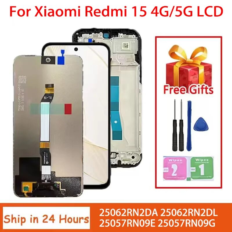 6,9-дюймовый экран для Xiaomi Redmi 15 4G/5G, сенсорная панель, дигитайзер в сборе для Redmi 15 25062RN2DA 25057RN09E