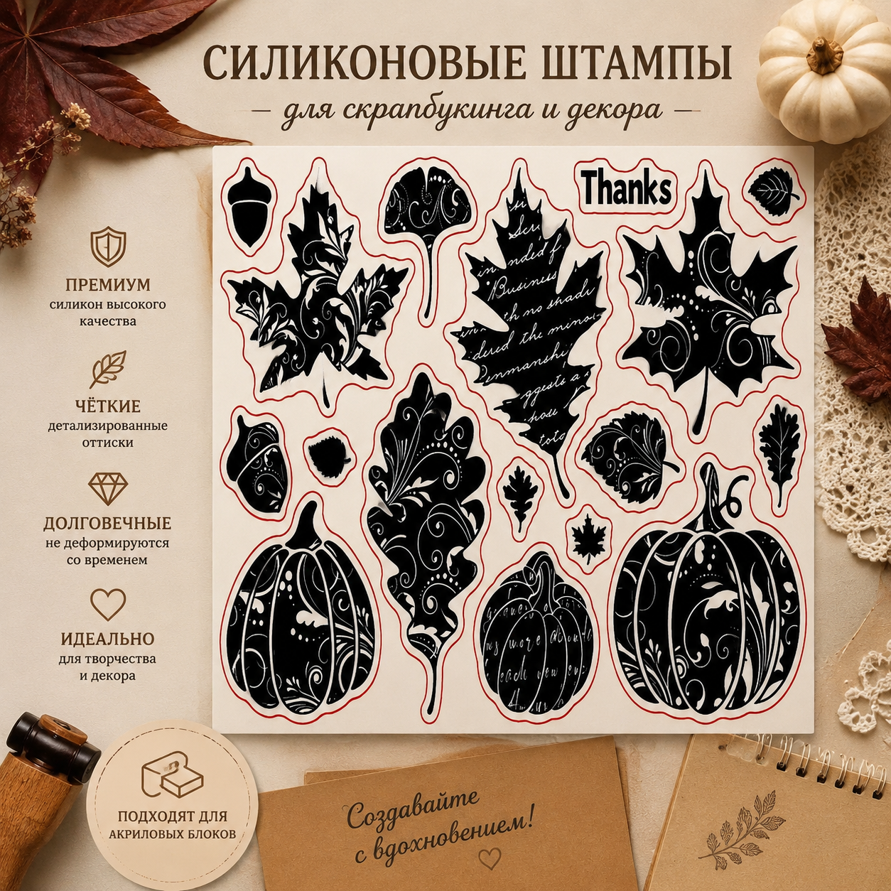 1 шт. Пластиковые штампы для скрапбукинга, фотоальбомов, декоративных открыток, листы со штампами, узор в виде листьев, 16x11x0,3 см