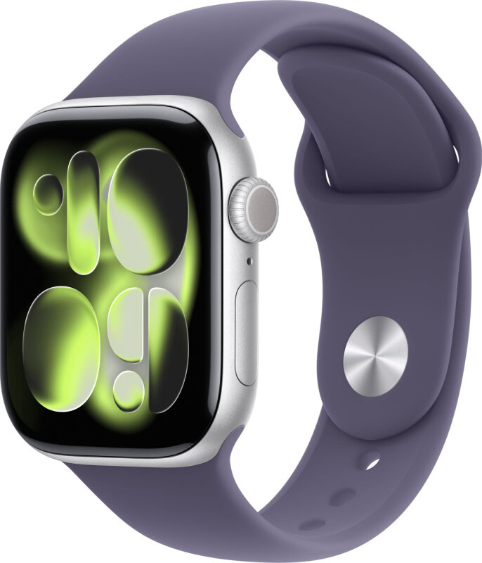 Часы Apple Watch Series 11 (2025), 42 мм, корпус алюминий (Silver), ремешок Sport Band цвета (Purple Fog), S/M