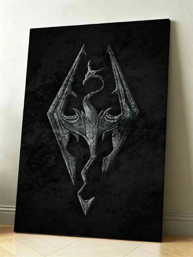 Картина "драконский символ (дракон из the elder scrolls v: skyrim)" 60x80 см