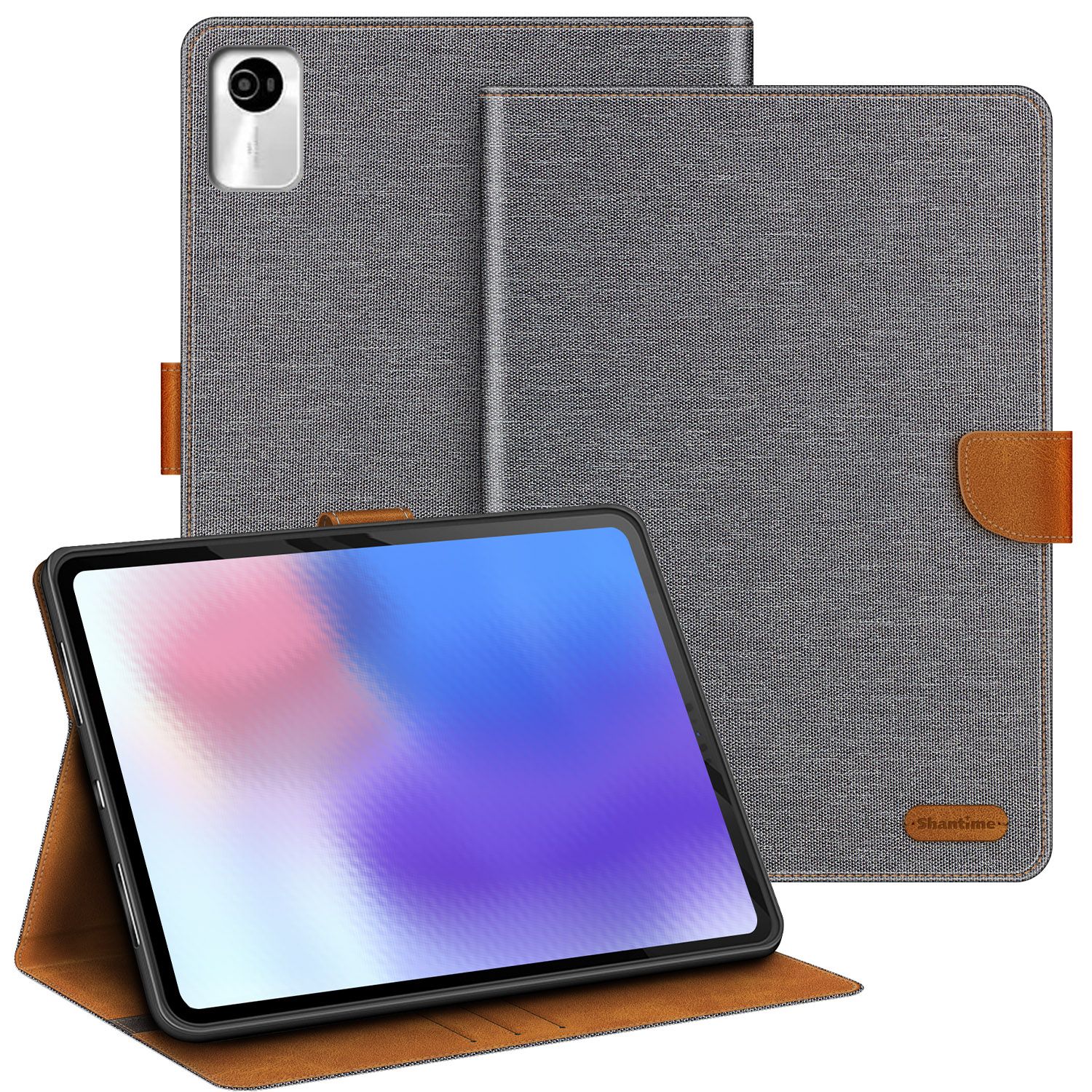 Кожаный чехол Shantime для телефона Lenovo Lecoo Pad Pro P131B 12.7 2025, защитный чехол с внутренней силиконовой оболочкой из ТПУ и встроенной подставкой.