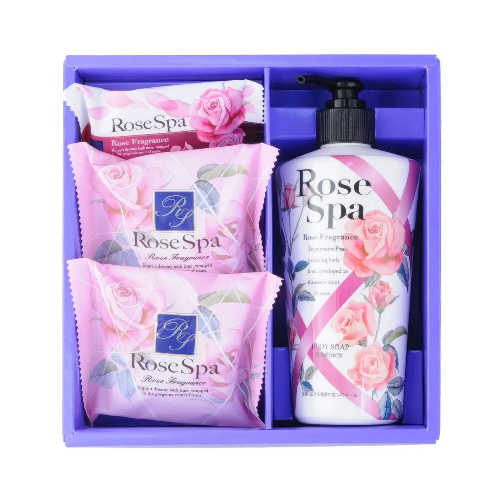 CLOVER Подарочный набор жидкого и твердого мыла "Роза SPA", 80г*2шт, 30г*1шт, 250мл*1шт, арт. 123300