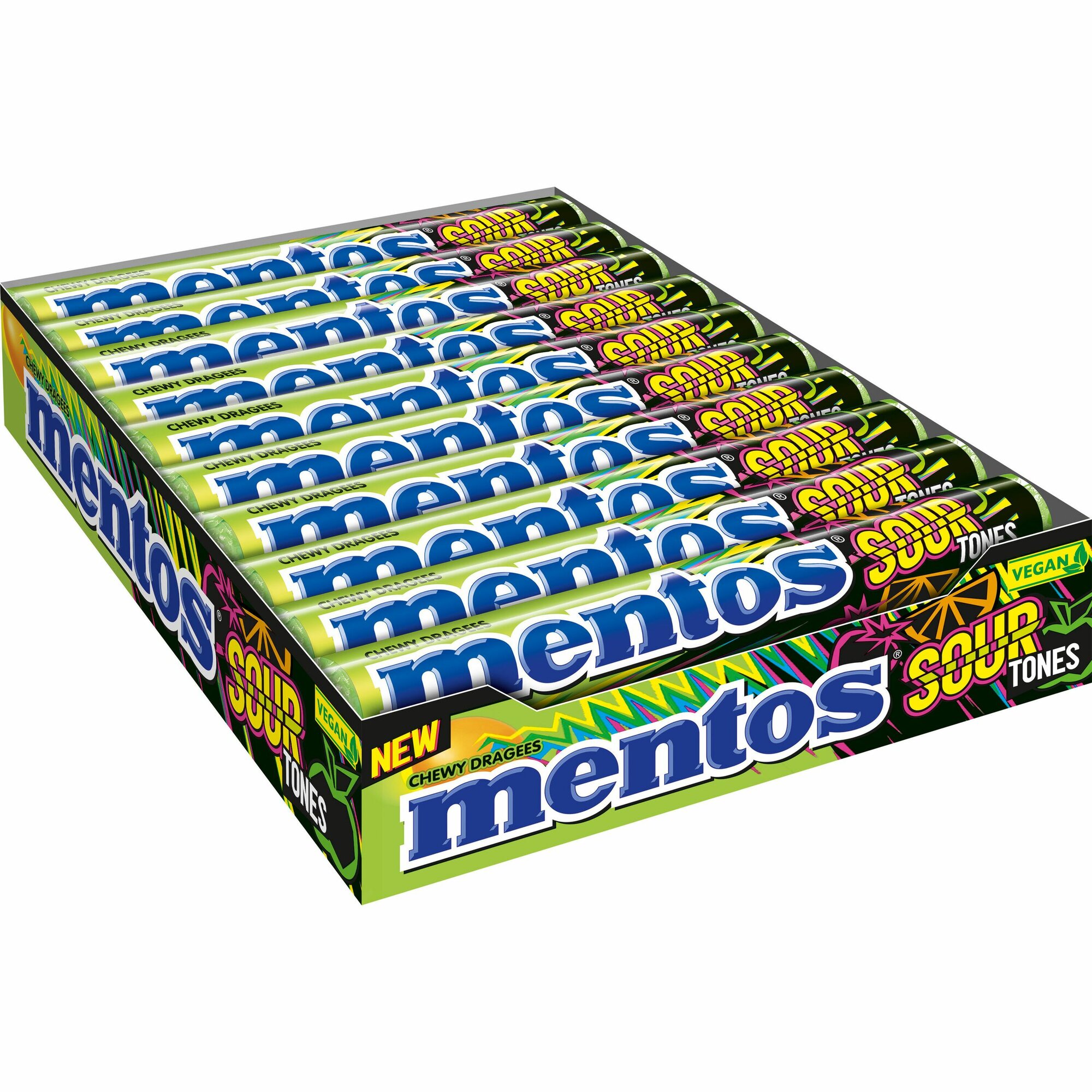 Жевательные кислые конфеты Mentos Sour Tones фруктовый микс, 20х37.5 г - 8723400832966