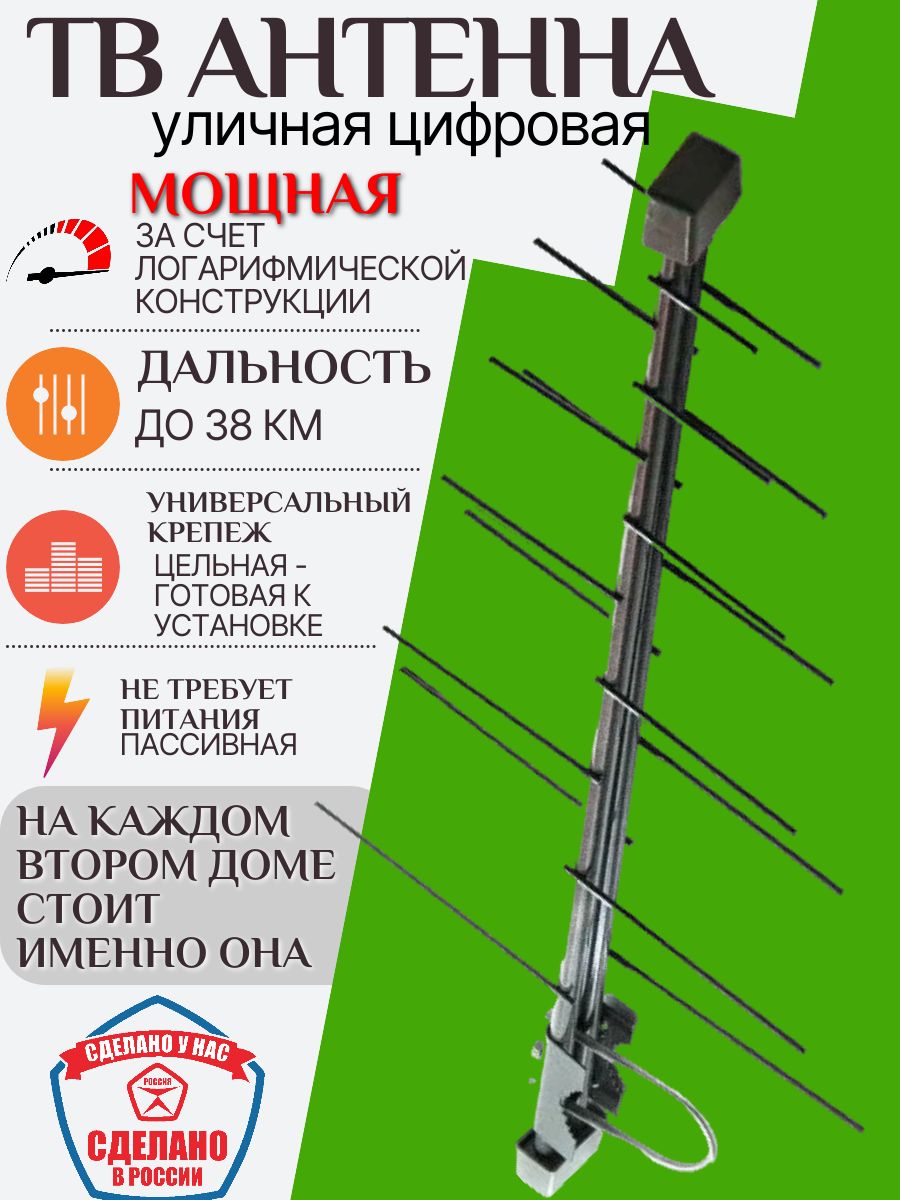 Антенна для телевизора цифровая уличная мощная DVB-T2 дальнобойная телевизионная на 20+ каналов для дачи и дома Альфа